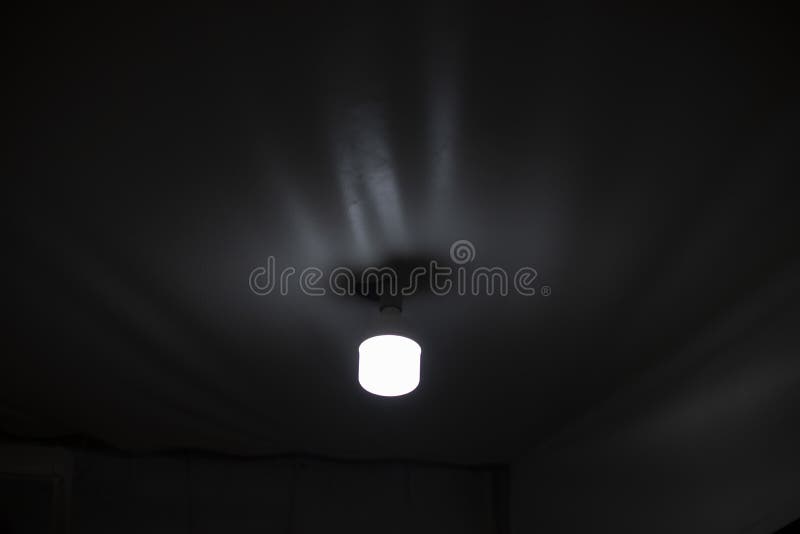 Lamp on Ceiling. Dim Light in Room Stock Image - Image of close ...