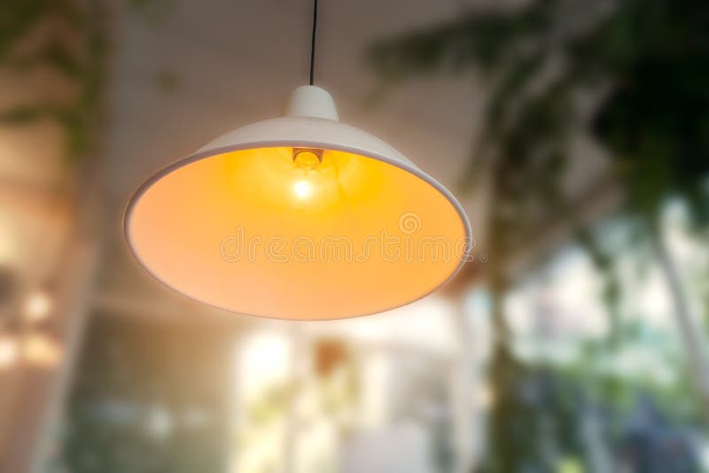 Lamp on Ceiling or Interior Lighting with Blur Background Stock Photo ...