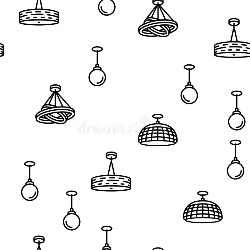Lamp Ceiling Light Interior Home Vector Seamless Pattern Stock ...
