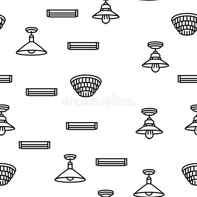 Lamp Ceiling Light Interior Home Vector Seamless Pattern Stock Vector ...