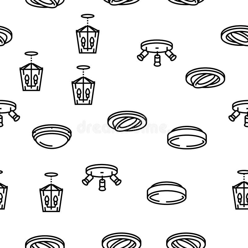 Lamp Ceiling Light Interior Home Vector Seamless Pattern Stock Vector ...