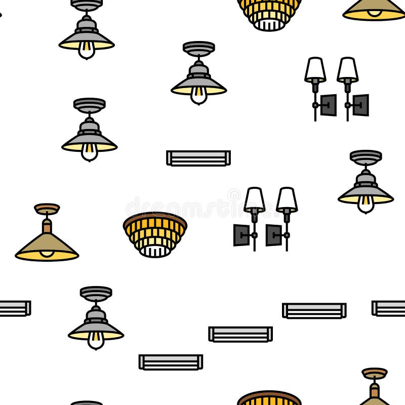 Lamp Ceiling Light Interior Home Vector Seamless Pattern Stock Vector ...