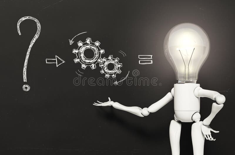 Lamp Character Explains the Solution Stock Illustration - Illustration ...