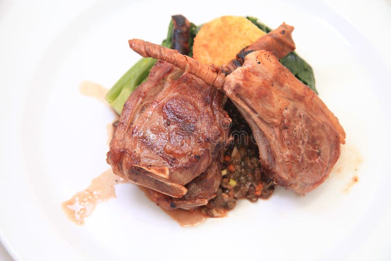 Lamp Chop Steak with Copy Space Stock Image - Image of main, objects ...