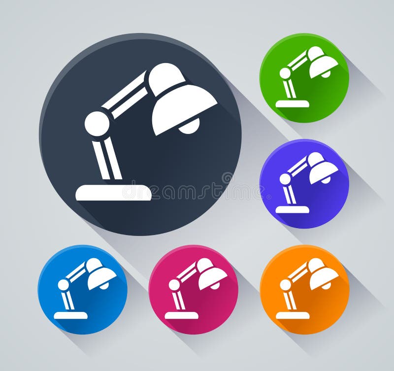 Lamp Icons with Long Shadow Stock Vector - Illustration of table, lamp ...