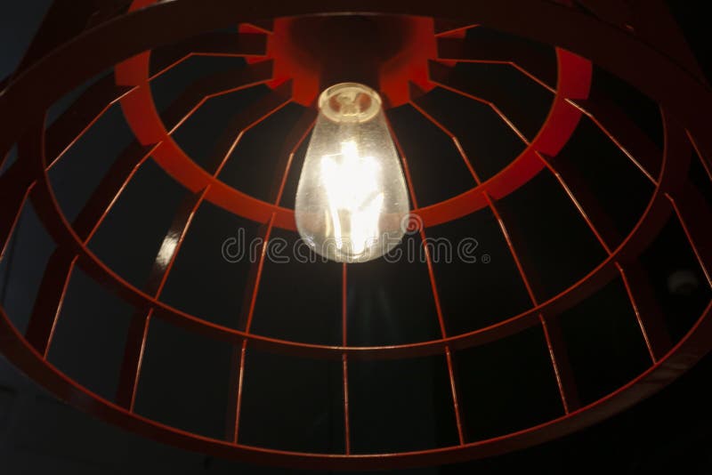 Lamp Close-up. Incandescent Lamp in Steel Frame Stock Image - Image of ...