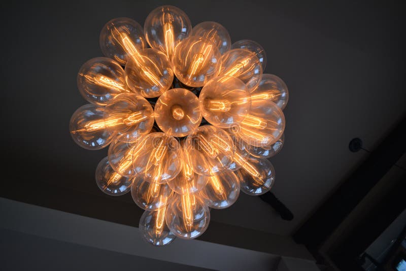 Lamp with Cluster of Clear Bulbs Stock Image - Image of cluster ...