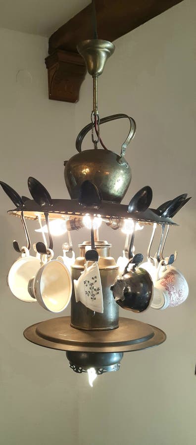 Lamp with Coffee Cups and Teaspoons. Stock Image - Image of ascending ...
