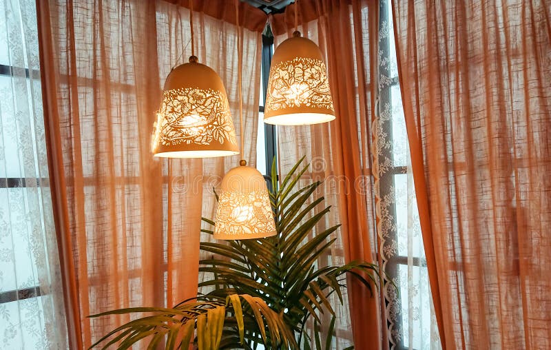 Lamp Decoration and Window Screening Stock Photo - Image of lamp ...