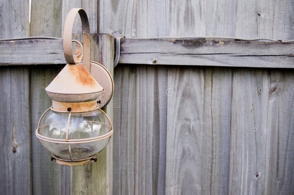 Lamp on a Fence stock photo. Image of light, antique, fence - 7680122