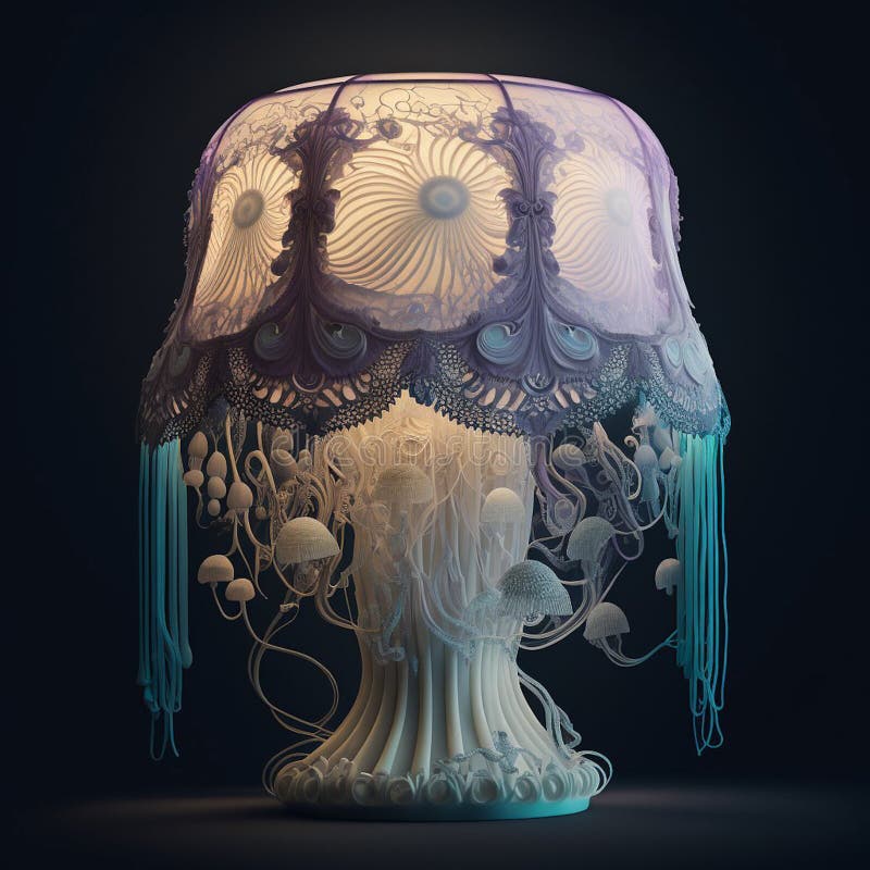 A Lamp with a Flower Pattern on it Stock Illustration - Illustration of ...