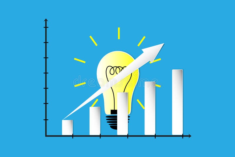 Lamp and Graph Idea and Thinking Concept Stock Illustration ...