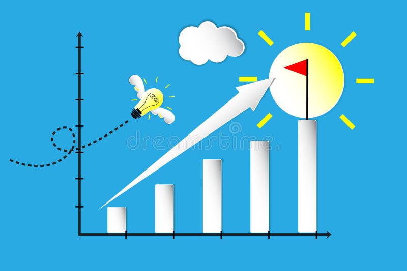 Lamp and Graph Idea and Thinking Concept Stock Illustration ...