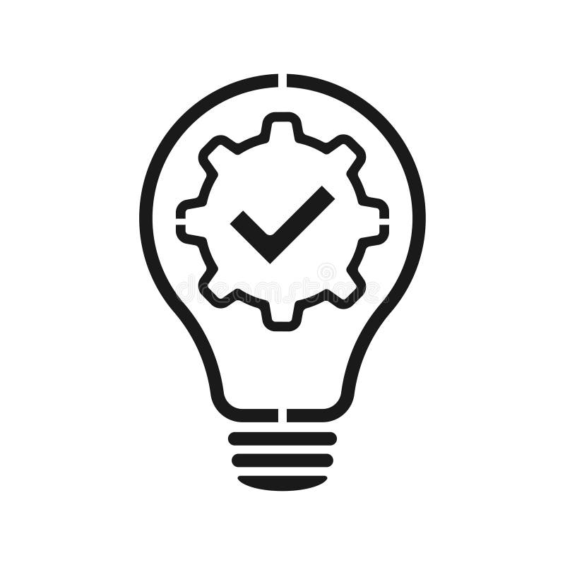 Lamp and Gear with Check Mark. Stock Vector - Illustration of process ...