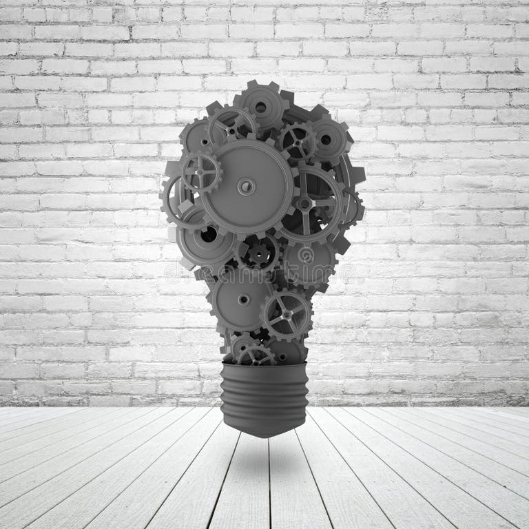 Lamp with gears and cogs stock illustration. Illustration of electric ...