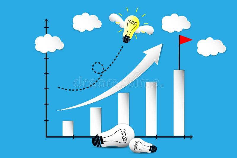 Lamp and Graph Idea and Thinking Concept Stock Illustration ...