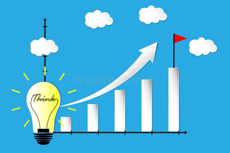 Lamp and Graph Idea and Thinking Concept Stock Illustration ...