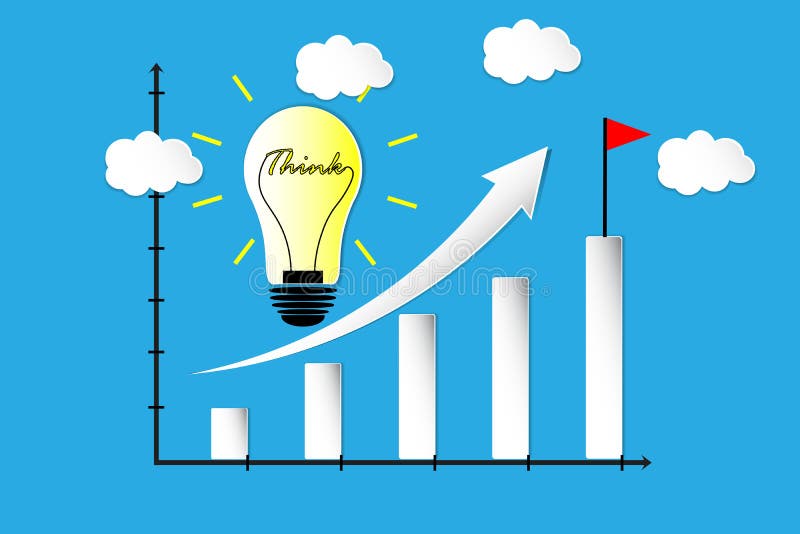 Lamp and Graph Idea and Thinking Concept Stock Illustration ...