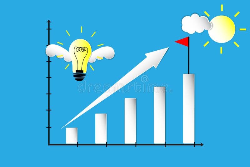 Lamp and Graph Idea and Thinking Concept Stock Illustration ...