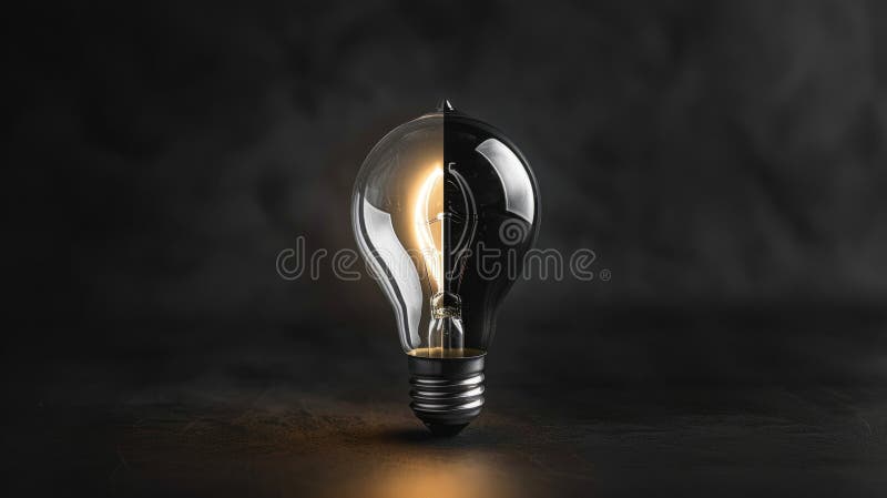 The Lamp is Half Lit and Half Black Stock Image - Image of border ...