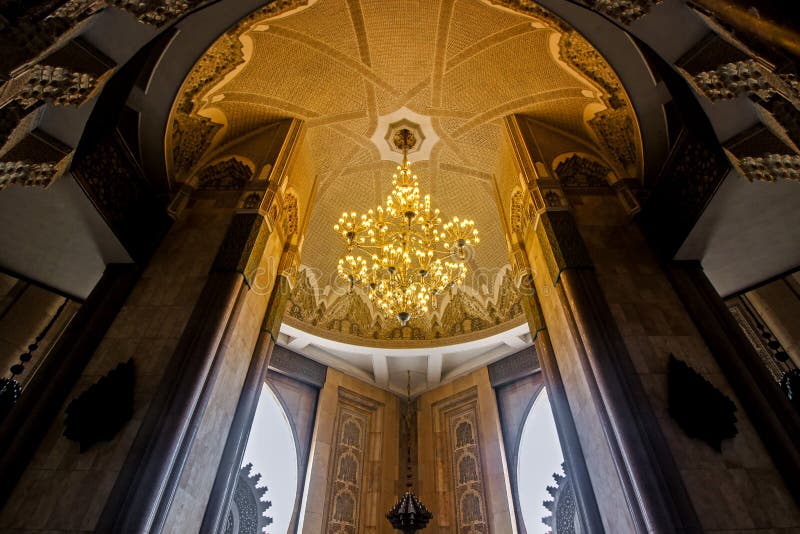 Lamp Hanging on Ceiling Inside Hassan II Mosque Editorial Photo - Image ...