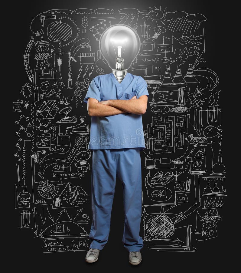Lamp-head doctor male stock image. Image of people, brain - 21399917