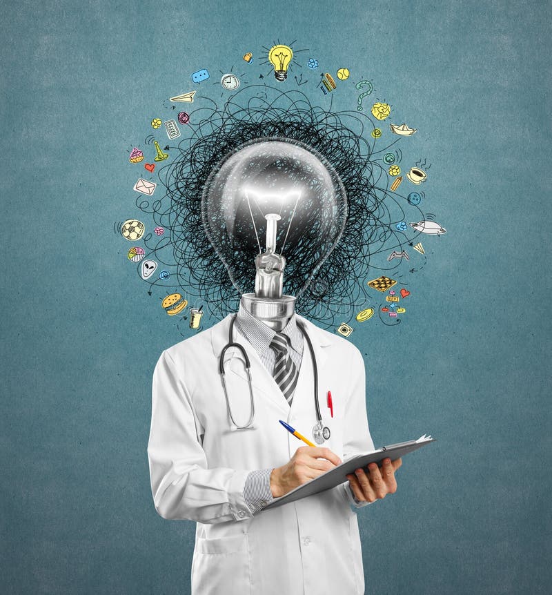 Lamp Head Doctor Man Have Got an Idea Stock Image - Image of innovation ...