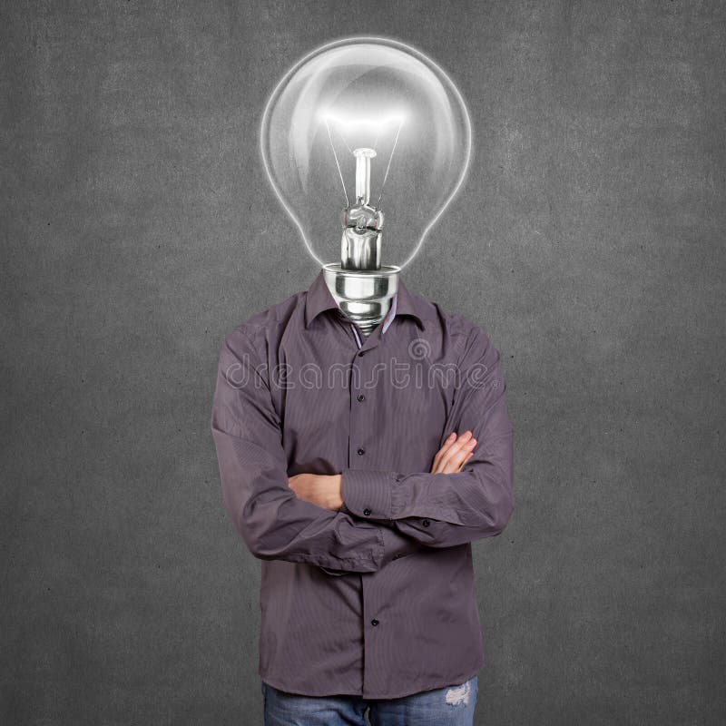 Lamp Head Man with Folded Hands Stock Image - Image of casual ...