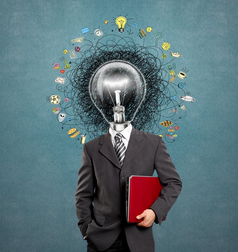 Lamp Head Man Have Got an Idea Stock Photo - Image of lamp, idea: 76226552