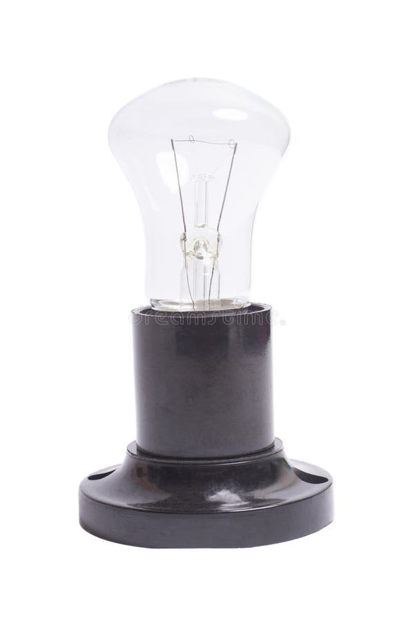 Lamp Holder with Light Bulb, Isolated on White Stock Photo - Image of ...
