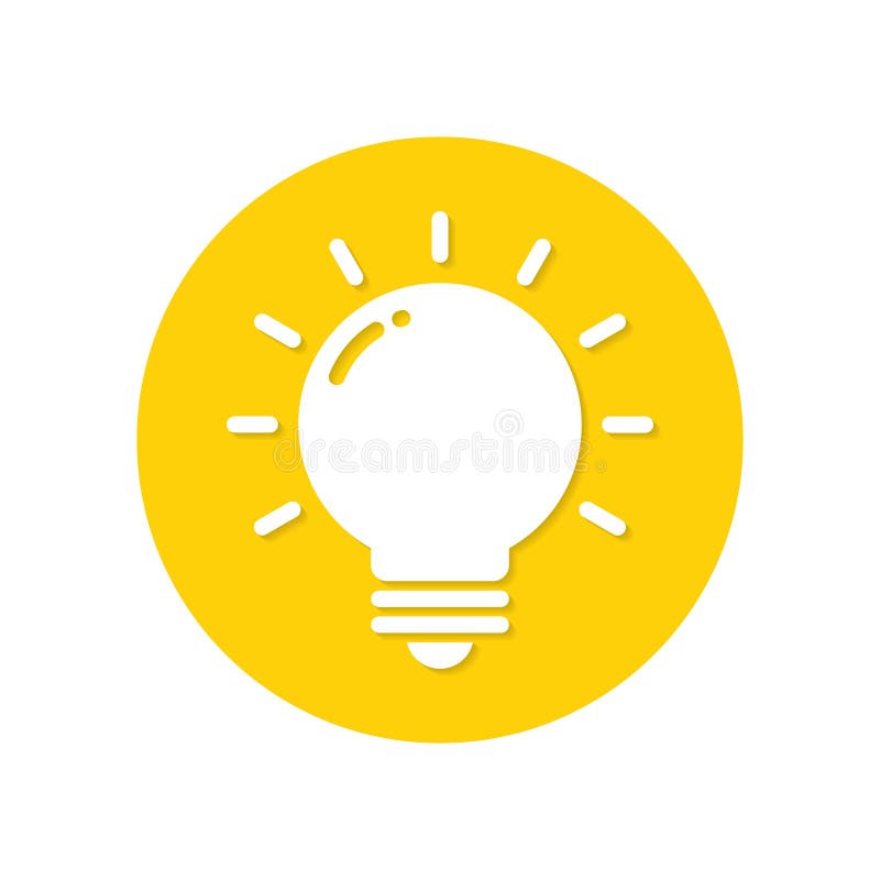Lamp Icon with Shadow. Light Bulb Sign Symbol Stock Vector ...