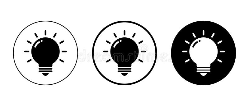 Lamp Icon Vector on Black Circle. Light Bulb Concept Stock Vector ...