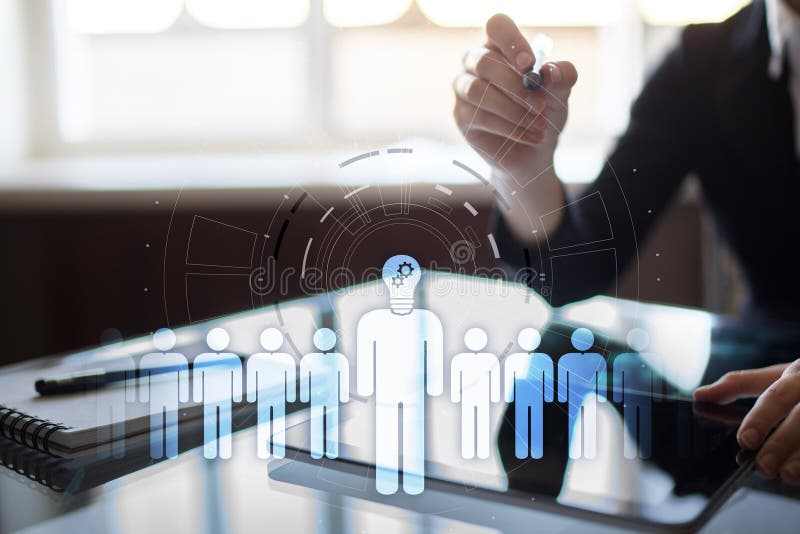 Lamp Icon on Virtual Screen. Business Solution. Innovation Concept ...