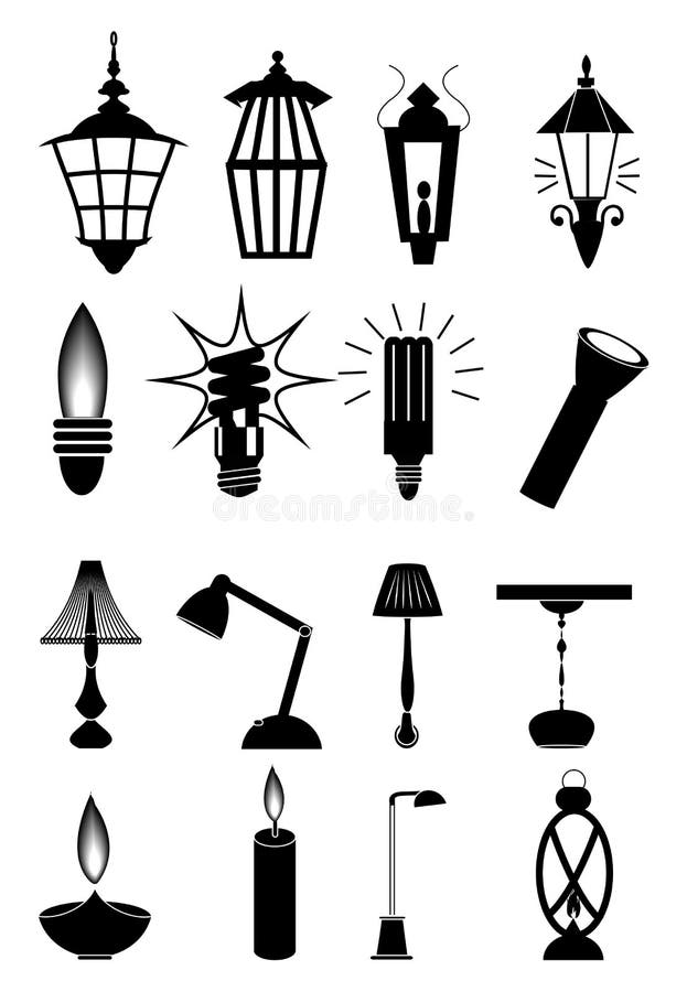 Lamp icons set stock vector. Illustration of light, graphic - 45146370