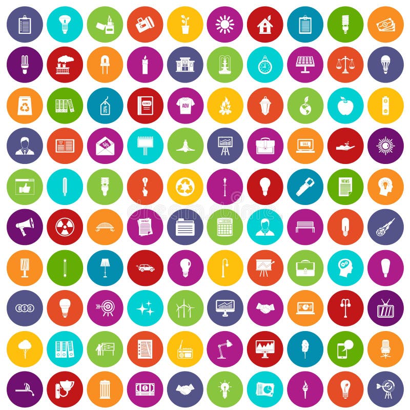 100 lamp icons set color stock vector. Illustration of lantern - 120375578