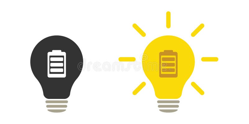 Lamp Icons Set. Lamp Icon Collection with Battery Stock Illustration ...