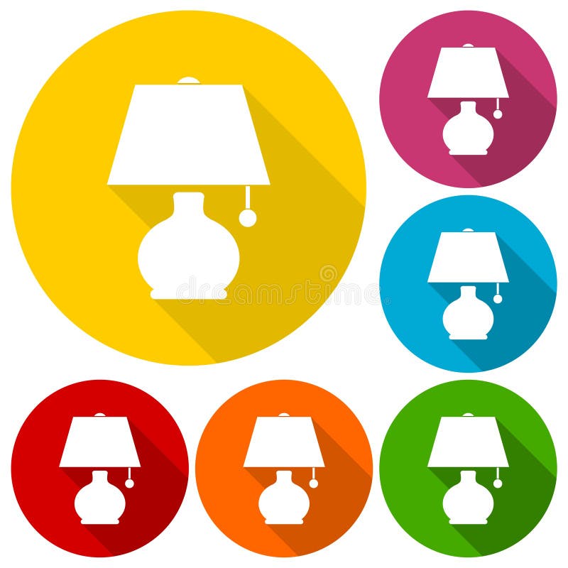 Lamp Icons Set with Long Shadow Stock Vector - Illustration of ...