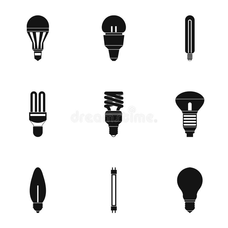 Lamp Icons Set, Simple Style Stock Vector - Illustration of graphic ...