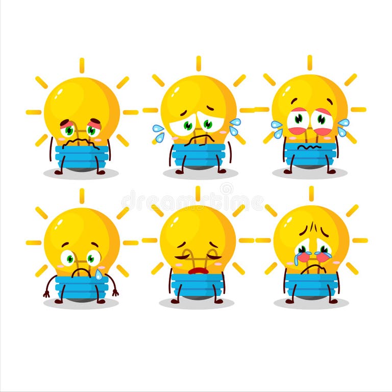 Lamp Ideas Cartoon Character with Sad Expression Stock Vector ...