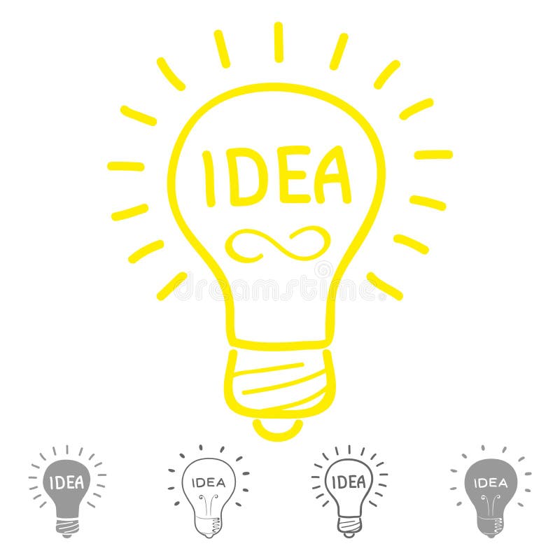 Lamp, Indicating an Idea. Template for Innovation Logo in Sketch Style ...