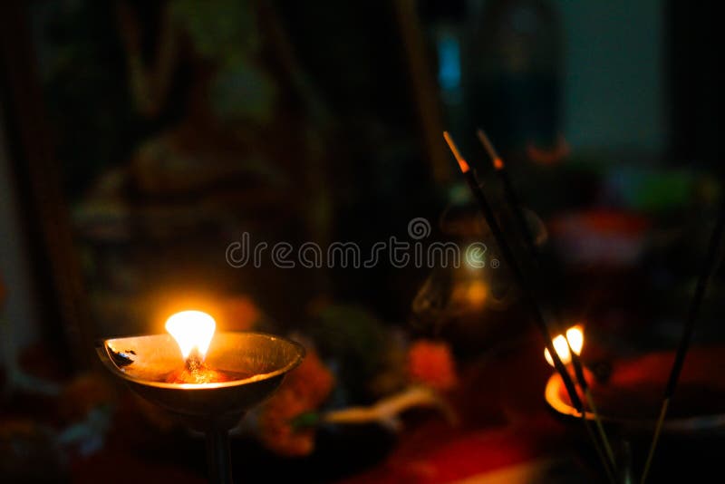 Lamp and Inscense Sticks As an Offering To God for Worship Stock Photo ...