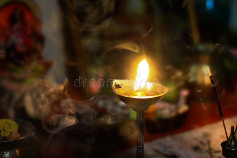 Lamp and Inscense Sticks As an Offering To God for Worship Stock Photo ...
