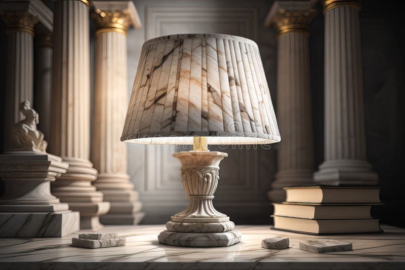 Lamp in the Interior of the Old Library. Ai Generative Stock ...