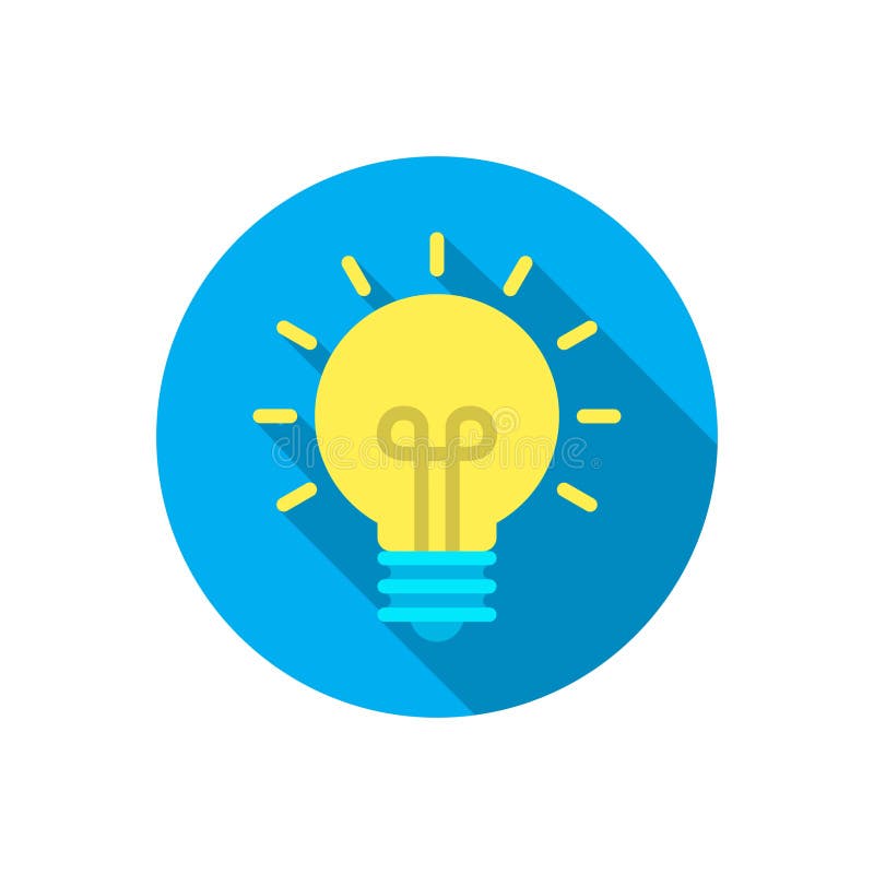 Lamp, Light Bulb Icon with Long Shadow. Insight Concept Stock Vector ...