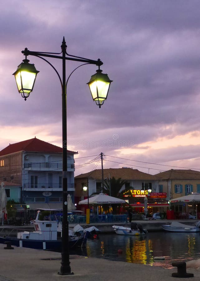 Lamp light in the evening editorial stock photo. Image of jetty - 79005583