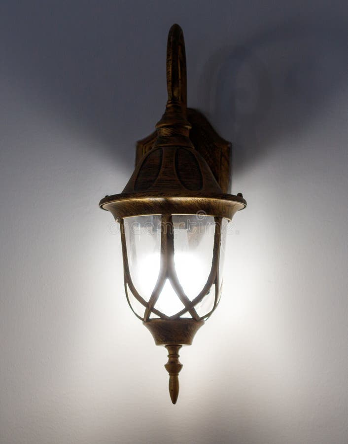 A Lamp with a Light on it is Lit Up Stock Photo - Image of decorative ...