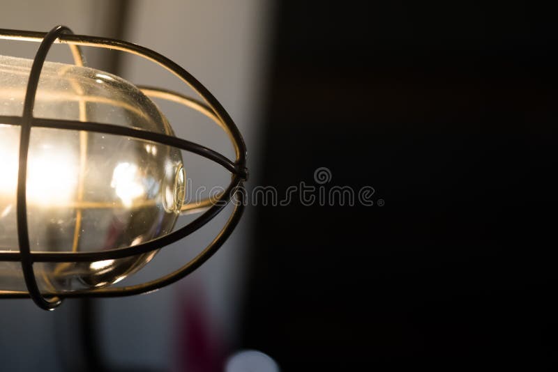 A Lamp Lighting with Dark Room Stock Image - Image of lightbulb ...