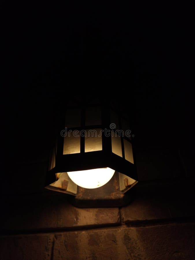 Lamp lit at the night stock image. Image of street, illuminationless ...