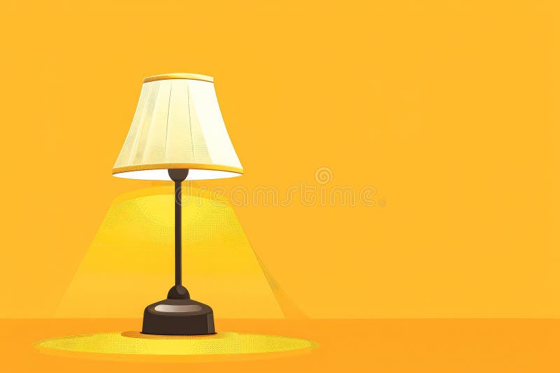 Lamp is Lit Up and Sitting on a Table Stock Photo - Image of lampshade ...