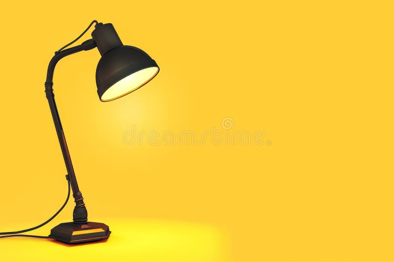 Lamp is Lit Up on a Yellow Background Stock Photo - Image of design ...